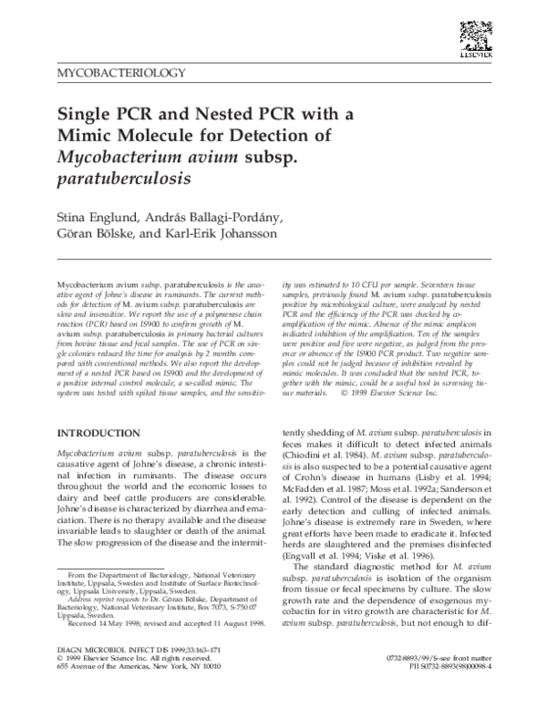 (PDF) Single PCR and nested PCR with a mimic molecule for detection of ...