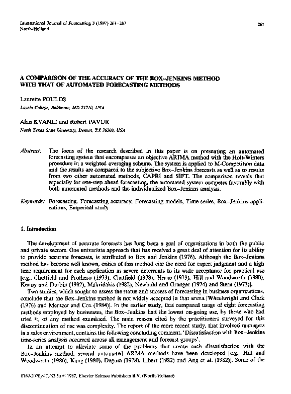 (PDF) A comparison of the accuracy of the Box-Jenkins method with that ...