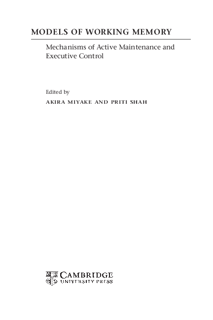 (PDF) MODELS OF WORKING MEMORY