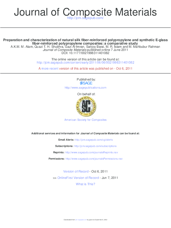 (PDF) Preparation and characterization of natural silk fiber-reinforced ...