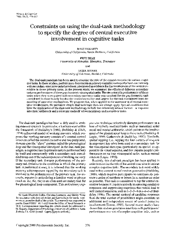 Pdf Constraints On Using The Dual Task Methodology To Specify The