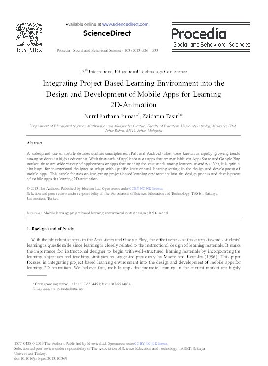(PDF) Integrating Project Based Learning Environment into the Design ...