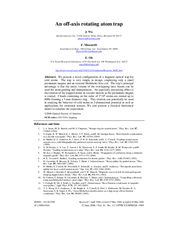 (PDF) An off-axis rotating atom trap