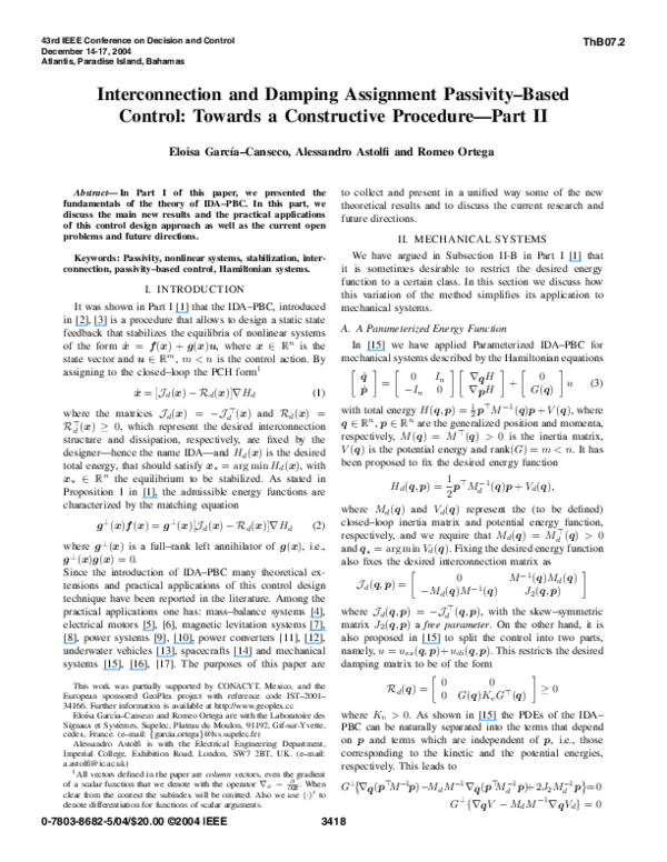 (PDF) Interconnection and damping assignment passivity-based control of port-controlled ...