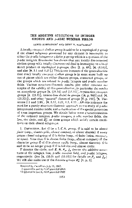Pdf The Additive Structure Of Integer Groups And P Adic Number Fields