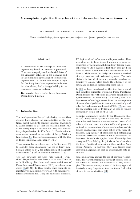 (PDF) A Complete Logic for Fuzzy Functional Dependencies over Domains with Similarity Relations