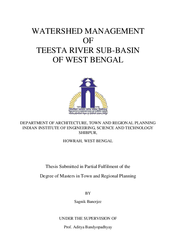 (PDF) WATERSHED MANAGEMENT OF TEESTA RIVER SUB-BASIN OF WEST BENGAL