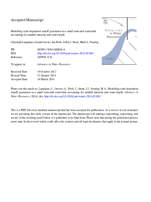 (PDF) Modeling scale-dependent runoff generation in a small semi-arid watershed accounting for ...