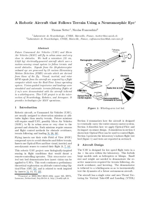 (PDF) A Robotic Aircraft that Follows Terrain Using a Neuromorphic Eye ...