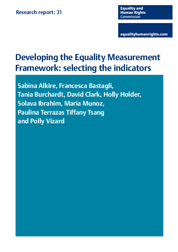 (PDF) The equality measurement framework: selecting the indicators