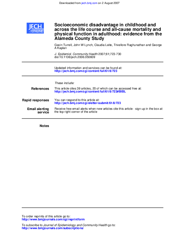 (PDF) Socioeconomic disadvantage in childhood and across the life ...