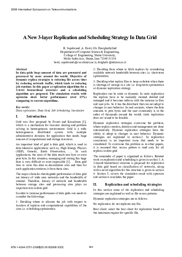 Pdf A New 3 Layer Replication And Scheduling Strategy In Data Grid