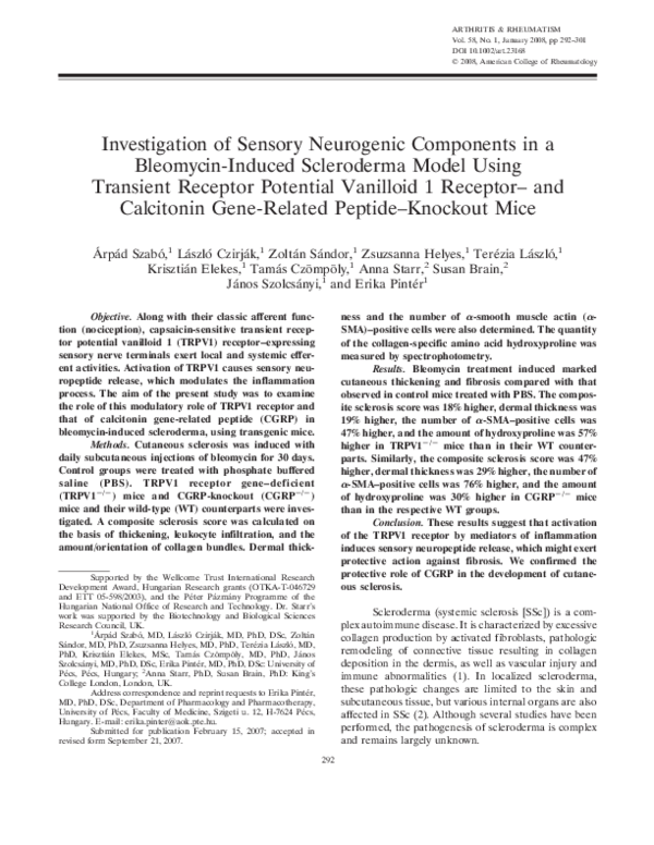 (PDF) Investigation of sensory neurogenic components in a bleomycin ...