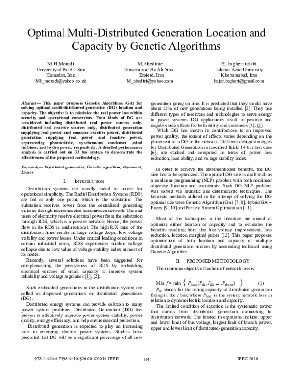 (PDF) Optimal multi-distributed generation location and capacity by ...