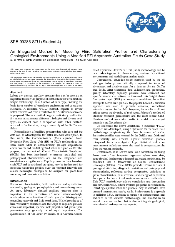 Pdf Modeling Fluid Saturation