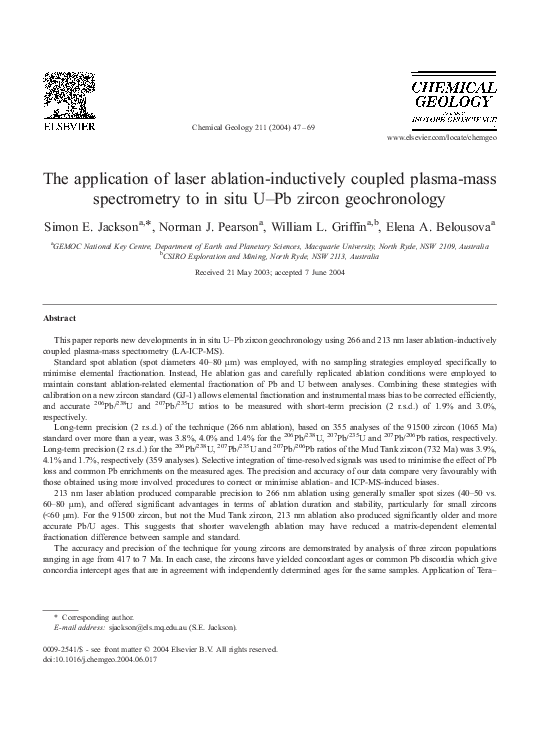 (PDF) Application of laser ablation inductively coupled plasma (dynamic reaction cell) mass ...