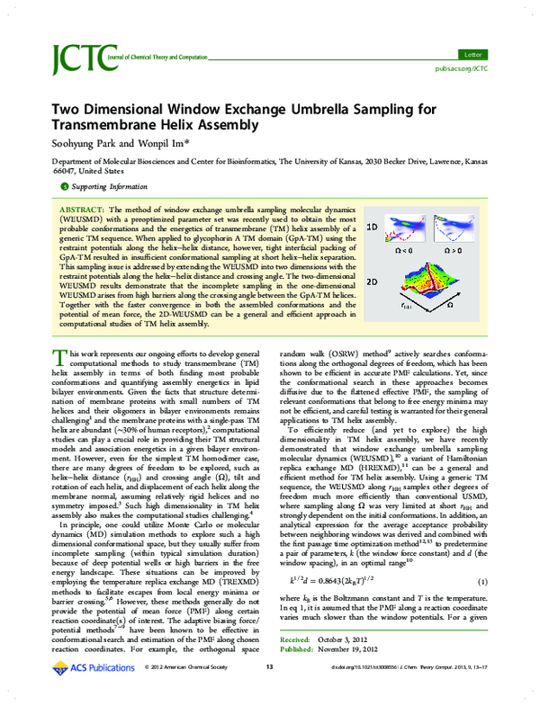 (PDF) Two Dimensional Window Exchange Umbrella Sampling for ...