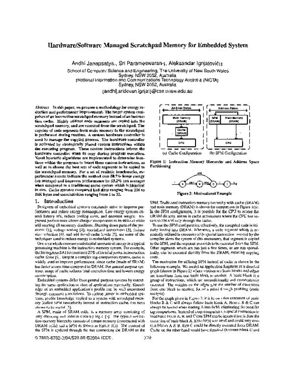 Pdf Hardwaresoftware Managed Scratchpad Memory For Embedded System 