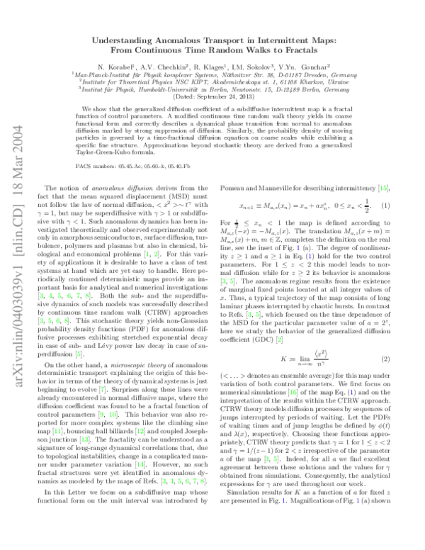 (PDF) Understanding anomalous transport in intermittent maps: From continuous-time random walks ...