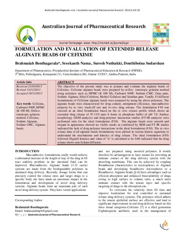 Pdf Formulation And Evaluation Of Extended Release Solid Dispersion Of Metformin Hydrochloride