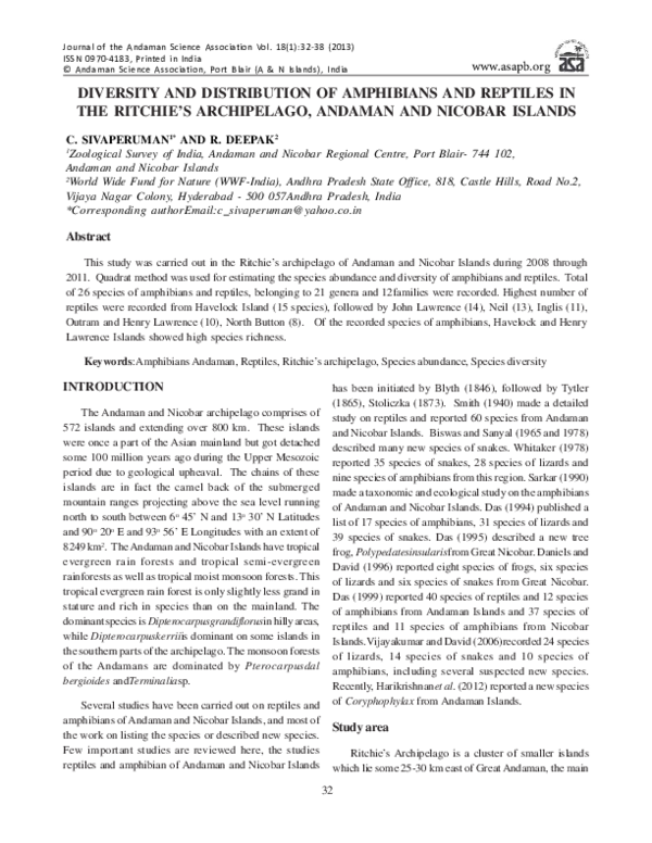 (PDF) DIVERSITY AND DISTRIBUTION OF AMPHIBIANS AND REPTILES IN THE ...