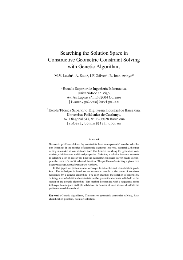 Pdf Searching The Solution Space In Constructive Geometric Constraint