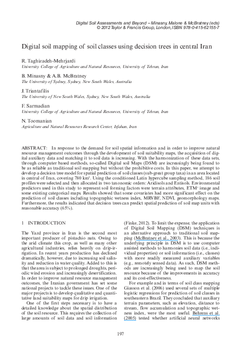 (PDF) Digital soil mapping of soil classes using decision trees in ...