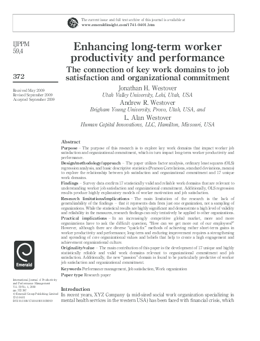 (PDF) Enhancing long-term worker productivity and performance The ...