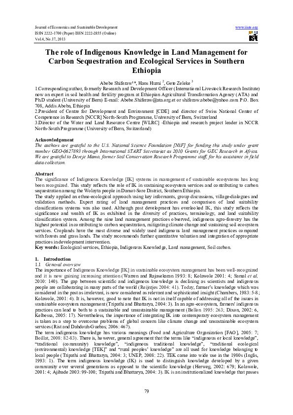 (PDF) The role of Indigenous Knowledge in Land Management for Carbon ...