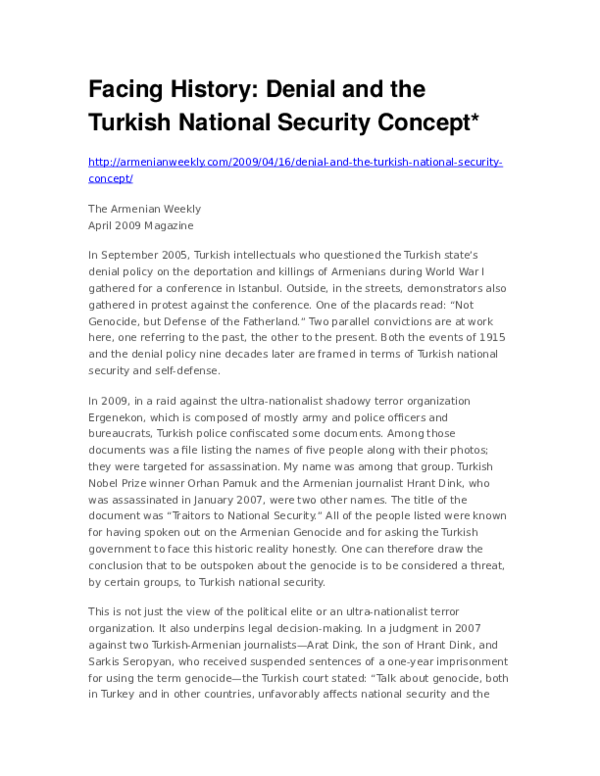 (DOC) Facing History: Denial and the Turkish National Security Concept
