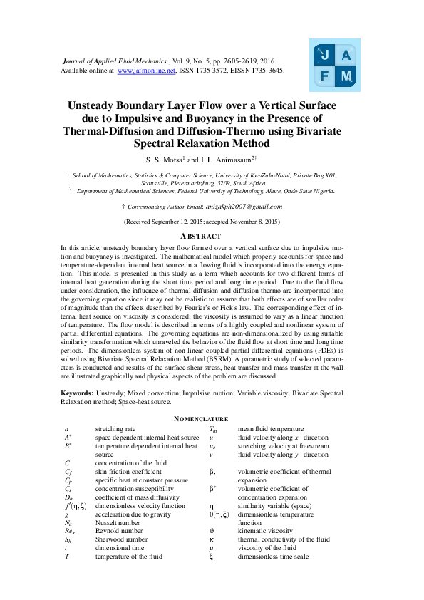 (PDF) Unsteady boundary layer flow over a vertical surface due to impulsive and buoyancy in the ...
