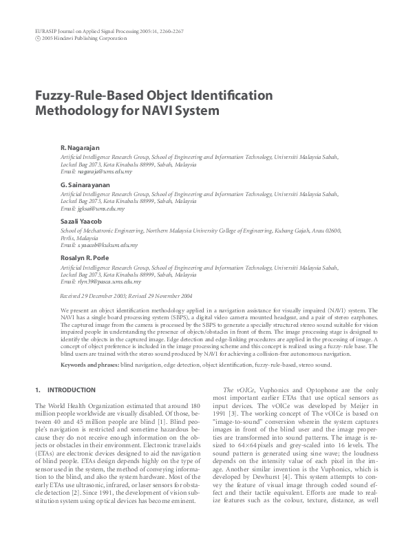 (PDF) Fuzzy-Rule-Based Object Identification Methodology for NAVI System