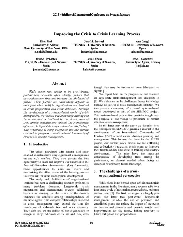 (PDF) Improving the Crisis to Crisis Learning Process