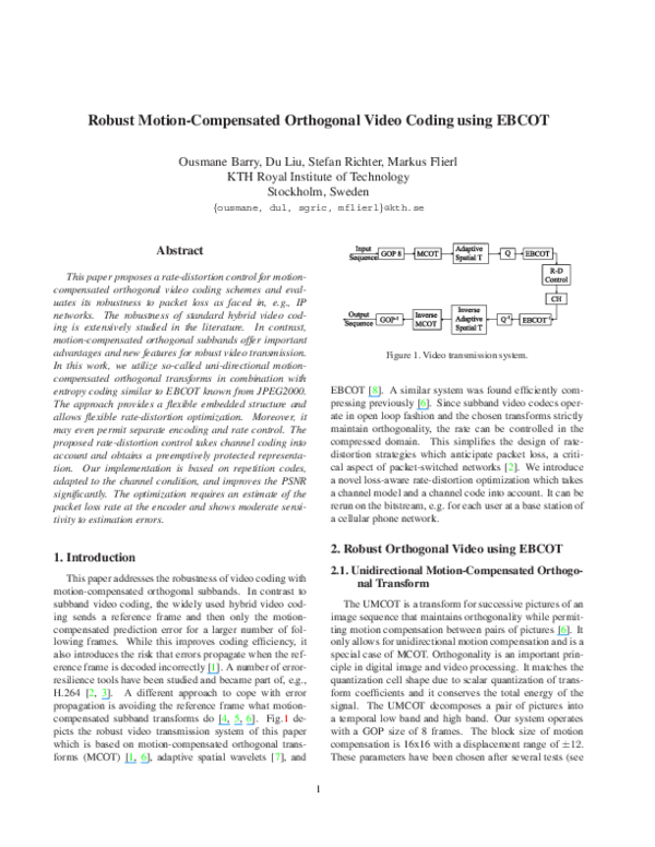 (PDF) Robust Motion-Compensated Orthogonal Video Coding Using EBCOT