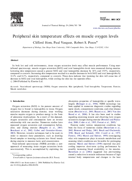 (PDF) Peripheral skin temperature effects on muscle oxygen levels