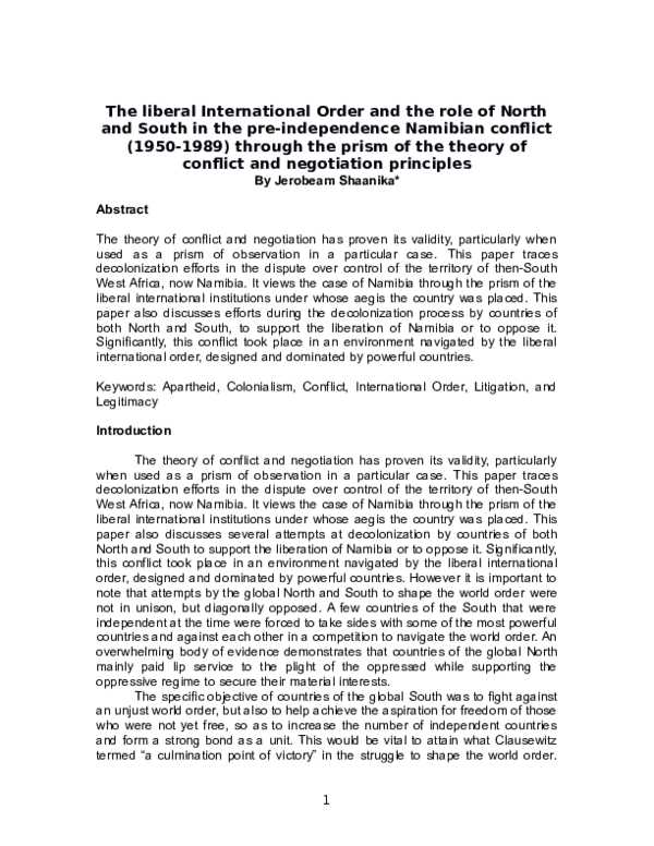 (DOC) The liberal International Order and the role of North and South ...