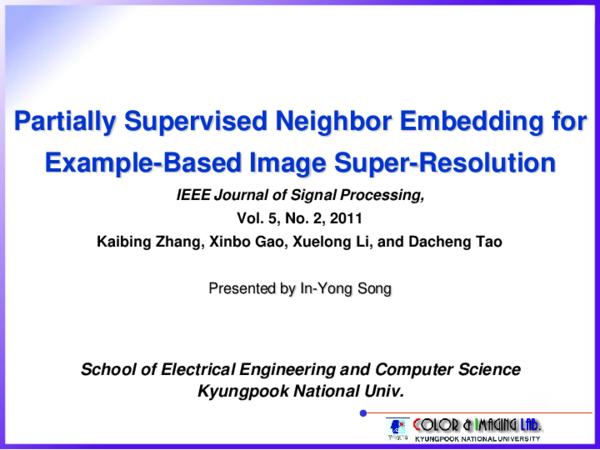 (PDF) Partially Supervised Neighbor Embedding for Example-Based Image Super-Resolution