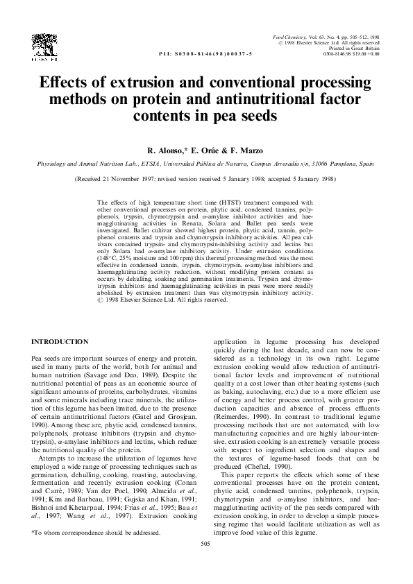 (PDF) Effects of extrusion and conventional processing methods on ...