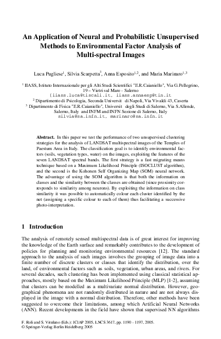 (PDF) An Application of Neural and Probabilistic Unsupervised Methods to Environmental Factor ...