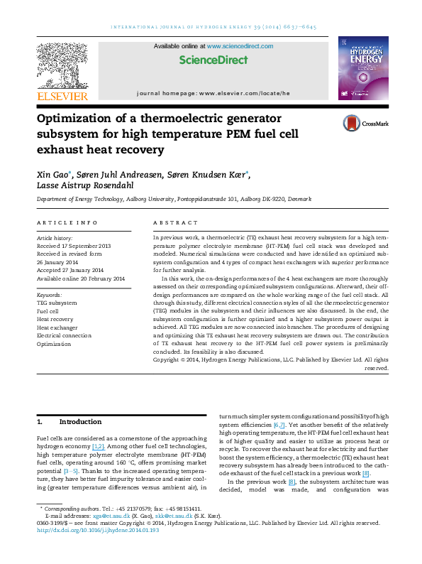 (PDF) Optimization of a thermoelectric generator subsystem for high ...