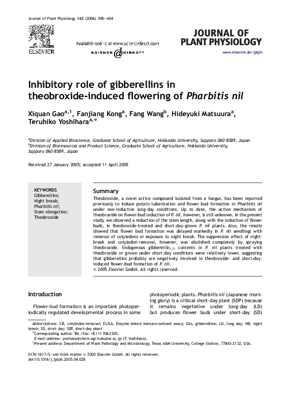 (PDF) Independent effects of jasmonates and ethylene on inhibition of ...