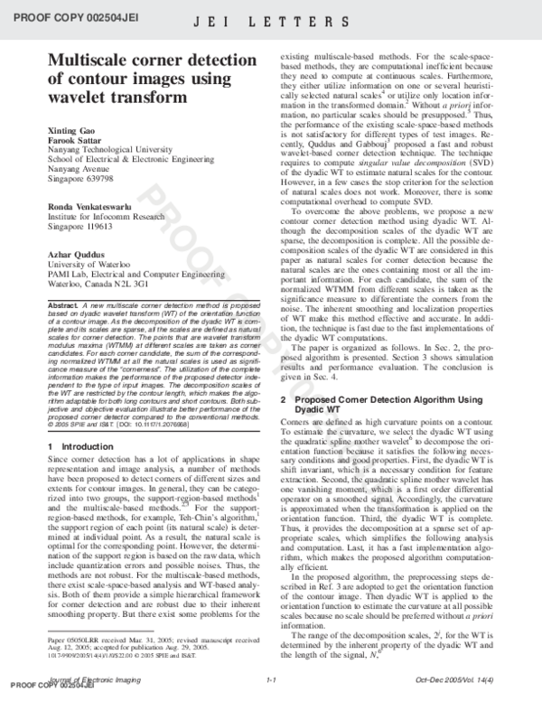 Pdf Multiscale Corner Detection Of Contour Images Using Wavelet Transform Cindy Gao