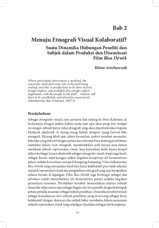 (PDF) Menuju Etnografi Visual Kolaboratif? Suatu Dinamika Hubungan ...