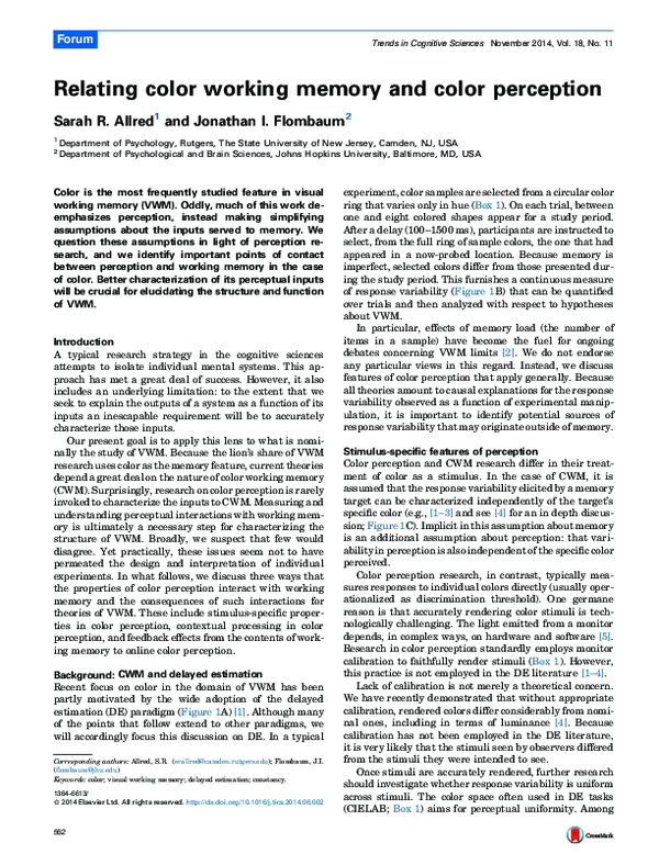 (PDF) Relating color working memory and color perception