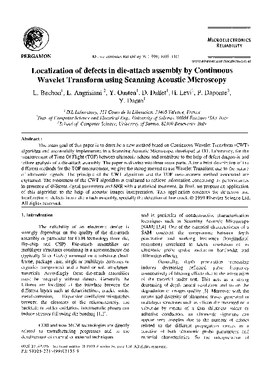 (PDF) Localization of defects in die-attach assembly by continuous wavelet transform using ...