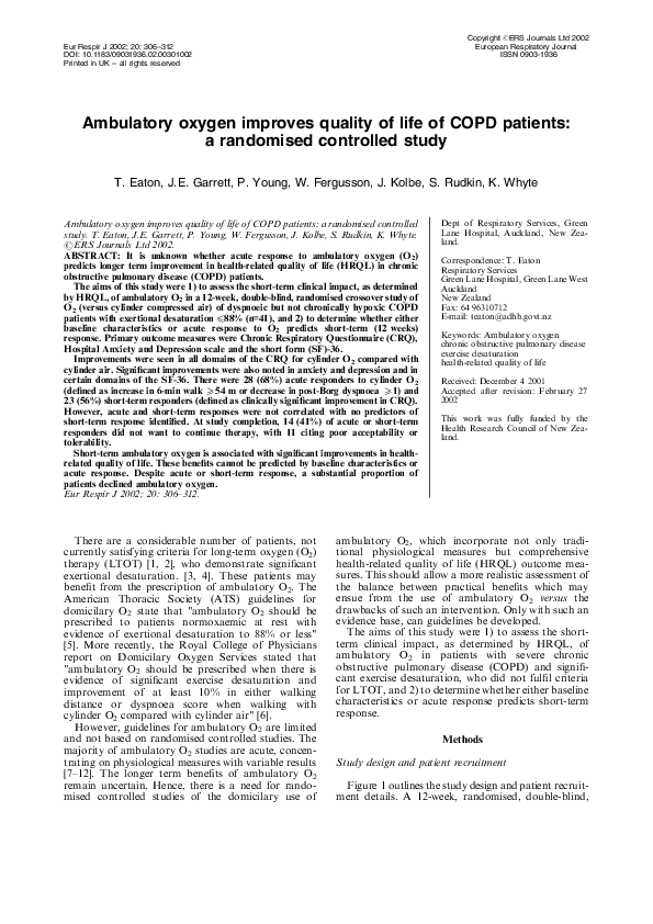 (PDF) Ambulatory oxygen improves quality of life of COPD patients: a ...