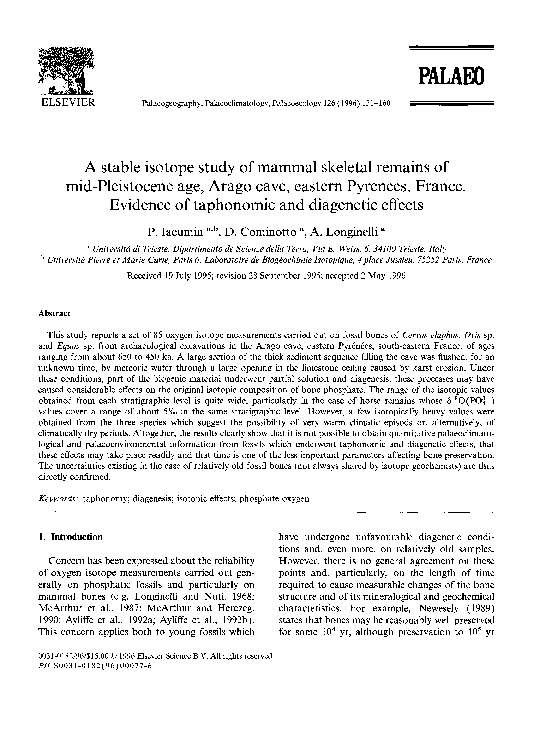 (PDF) A stable isotope study of mammal skeletal remains of mid ...