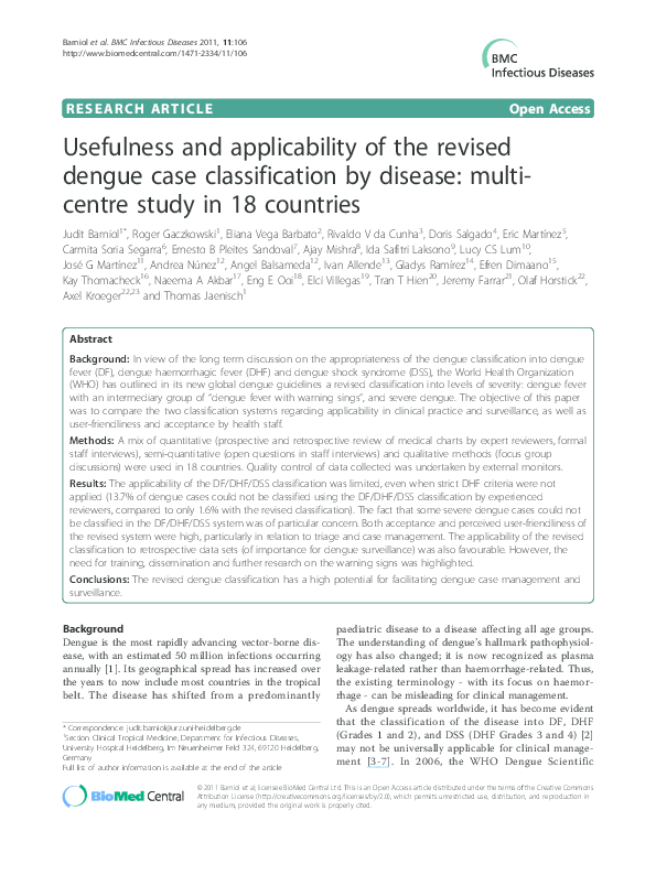 (PDF) Usefulness and applicability of the revised dengue case ...
