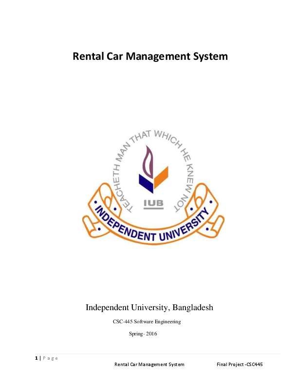(PDF) Rental Car Management System