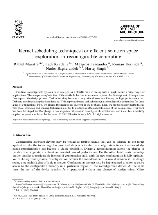 Pdf Kernel Scheduling Techniques For Efficient Solution Space Exploration In Reconfigurable 